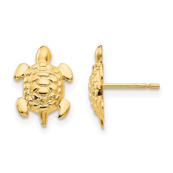 14K Yellow Gold Sea Turtle Earrings