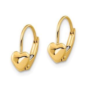 14k yellow gold heart love drop dangle earrings