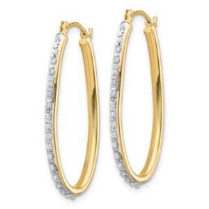 14k yellow gold diamond oval twisted hoop earrings