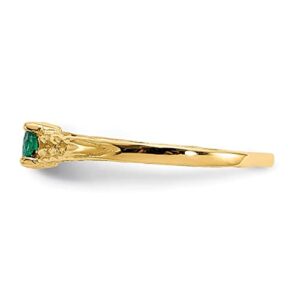 14k Yellow Gold 3mm Green Emerald Birthstone Baby Band Ring Size 3.00 May Fine Jewelry For Women Gifts For Her