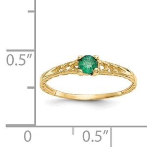 14k Yellow Gold 3mm Green Emerald Birthstone Baby Band Ring Size 3.00 May Fine Jewelry For Women Gifts For Her