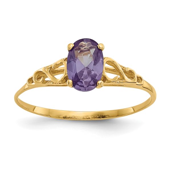 IceCarats 14K Yellow Gold Synthetic Alexandrite Ring size 5