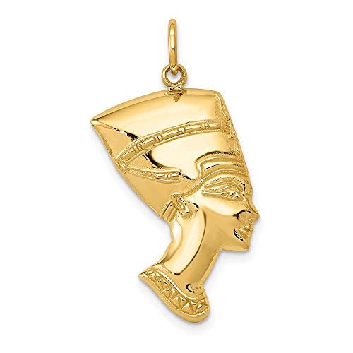 IceCarats 14K Yellow Gold Queen Nefertiti Necklace Egyptian Goddess Pendant African Charm 31mm x 16mm Only