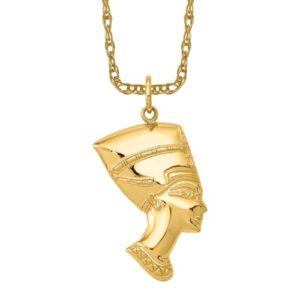 IceCarats 14K Yellow Gold Queen Nefertiti Necklace Egyptian Goddess Pendant African Charm 31mm x 16mm Only