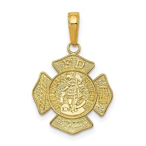 icecarats 14k yellow gold small saint florian necklace charm pendant 23.7mm x 15.5mm only