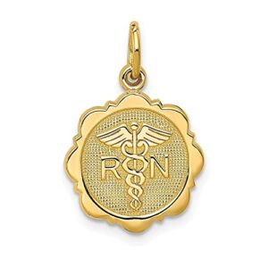 icecarats 14k yellow gold registered nurse caduceus paramedic rn doctor medical student nursing symbol necklace charm pendant 20mm x 12mm only