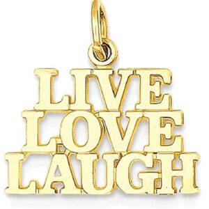 IceCarats 14K Yellow Gold Live Love Laugh Necklace Charm Pendant 19mm x 17mm Only