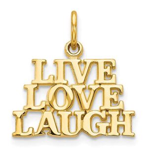 icecarats 14k yellow gold live love laugh necklace charm pendant 19mm x 17mm only