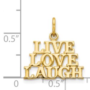 IceCarats 14K Yellow Gold Live Love Laugh Necklace Charm Pendant 19mm x 17mm Only