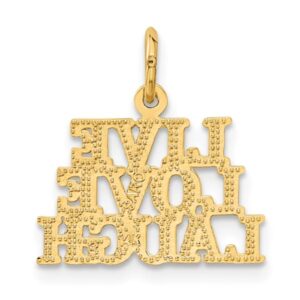 IceCarats 14K Yellow Gold Live Love Laugh Necklace Charm Pendant 19mm x 17mm Only