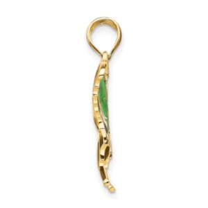 IceCarats 14K Yellow Gold Green Butterly Necklace Charm Pendant 25mm x 31mm Only