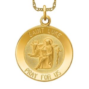 icecarats 14k yellow gold saint luke medal necklace charm pendant only