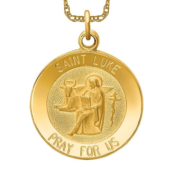 IceCarats 14K Yellow Gold Saint Luke Medal Necklace Charm Pendant Only