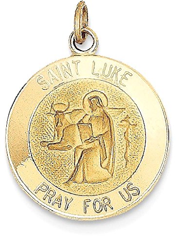 IceCarats 14K Yellow Gold Saint Luke Medal Necklace Charm Pendant Only