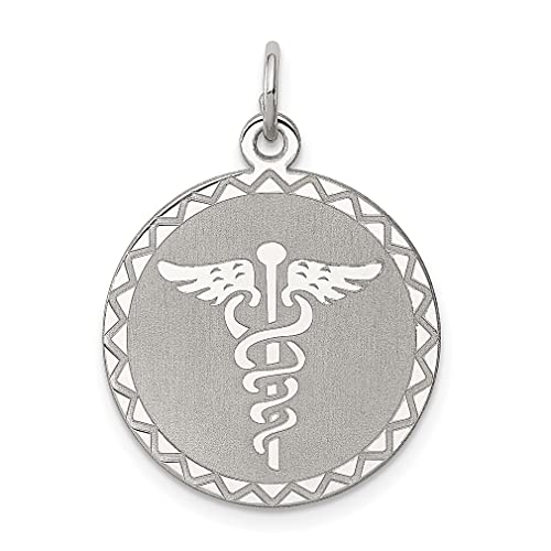 IceCarats 925 Sterling Silver Nurse Caduceus Paramedic Emt Doctor Medical Student Nursing Symbol Disc Necklace Charm Pendant Only