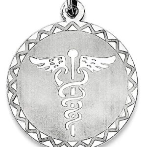 IceCarats 925 Sterling Silver Nurse Caduceus Paramedic Emt Doctor Medical Student Nursing Symbol Disc Necklace Charm Pendant Only