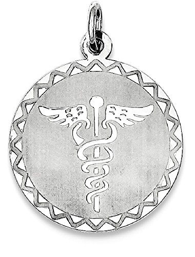 IceCarats 925 Sterling Silver Nurse Caduceus Paramedic Emt Doctor Medical Student Nursing Symbol Disc Necklace Charm Pendant Only