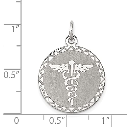 IceCarats 925 Sterling Silver Nurse Caduceus Paramedic Emt Doctor Medical Student Nursing Symbol Disc Necklace Charm Pendant Only