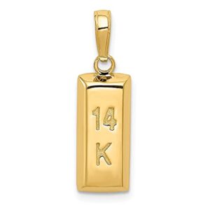 icecarats 14k yellow gold bar necklace charm pendant only