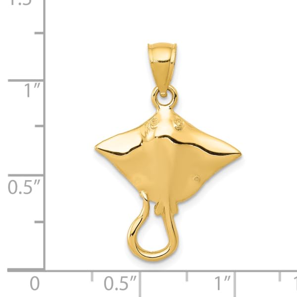 IceCarats 14K Yellow Gold Necklace Charm Pendant 30mm x 18mm Only