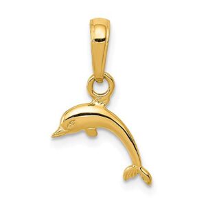 icecarats 14k yellow gold small sea dolphin necklace ocean fish pendant summer beach nautical charm 19mm x 11mm only