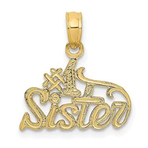 icecarats 14k yellow gold best sister necklace charm pendant 17mm x 15mm only