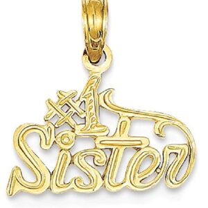 IceCarats 14K Yellow Gold Best Sister Necklace Charm Pendant 17mm x 15mm Only