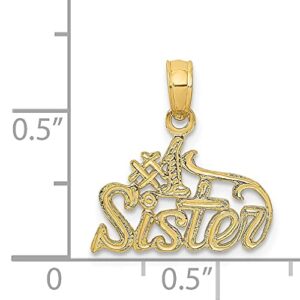 IceCarats 14K Yellow Gold Best Sister Necklace Charm Pendant 17mm x 15mm Only