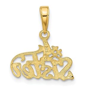 IceCarats 14K Yellow Gold Best Sister Necklace Charm Pendant 17mm x 15mm Only