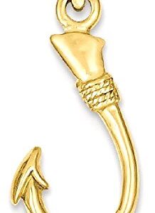 IceCarats 14K Yellow Gold Hawaiian Fish Hook Necklace Charm Pendant 24mm x 8mm Only