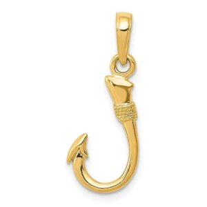 IceCarats 14K Yellow Gold Hawaiian Fish Hook Necklace Charm Pendant 24mm x 8mm Only