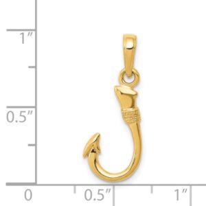 IceCarats 14K Yellow Gold Hawaiian Fish Hook Necklace Charm Pendant 24mm x 8mm Only