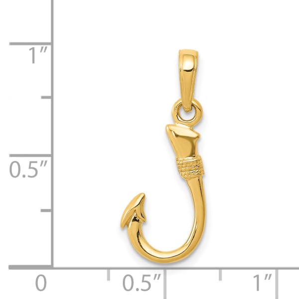 IceCarats 14K Yellow Gold Hawaiian Fish Hook Necklace Charm Pendant 24mm x 8mm Only