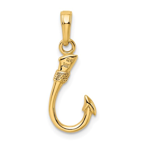 IceCarats 14K Yellow Gold Hawaiian Fish Hook Necklace Charm Pendant 24mm x 8mm Only