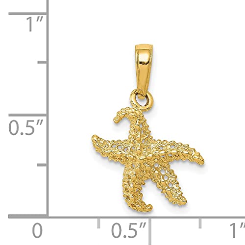 IceCarats 14K Yellow Gold Starfish Necklace Charm Pendant 21mm x 12mm Only