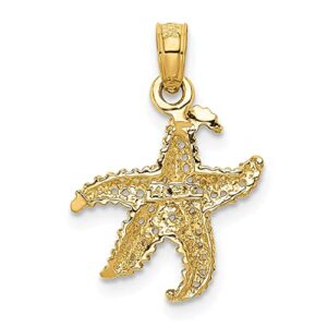 IceCarats 14K Yellow Gold Starfish Necklace Charm Pendant 21mm x 12mm Only