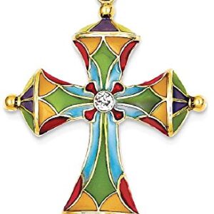 IceCarats 14K Yellow Gold Multi-color Holy Cross Necklace Religious Pendant Jesus Christ Charm Only