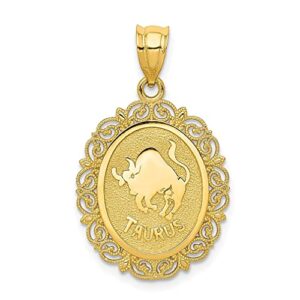 14k yellow gold taurus zodiac oval necklace charm pendant (bull) only