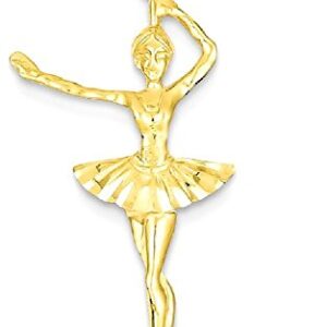 IceCarats 14K Yellow Gold Ballerina Slippers Necklace Ballet Pointe Shoe Charm Dancer Pendant 33mm x 15mm Only