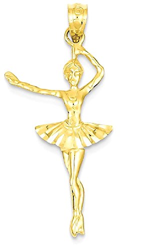 IceCarats 14K Yellow Gold Ballerina Slippers Necklace Ballet Pointe Shoe Charm Dancer Pendant 33mm x 15mm Only