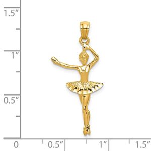 IceCarats 14K Yellow Gold Ballerina Slippers Necklace Ballet Pointe Shoe Charm Dancer Pendant 33mm x 15mm Only