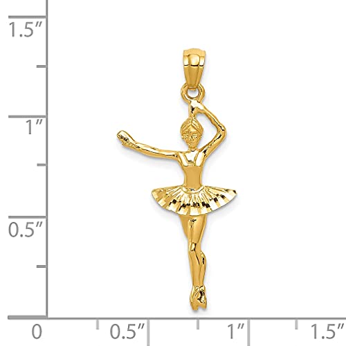 IceCarats 14K Yellow Gold Ballerina Slippers Necklace Ballet Pointe Shoe Charm Dancer Pendant 33mm x 15mm Only