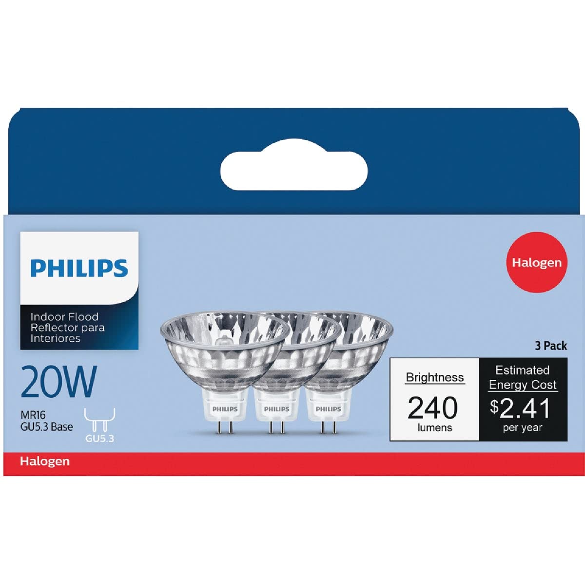 Philips 415687 Indoor Flood 20-Watt MR16 12-Volt Light Bulb, 3-Pack