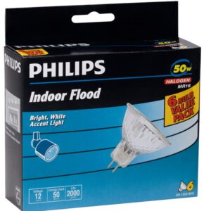 Philips 406009 Landscape and Indoor Flood 50-Watt MR16 12-Volt Light Bulb, 6-pack