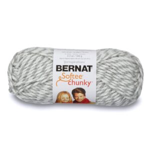 bernat softee chunky yarn, 3.5 oz, gauge 6 super bulky, grey ragg