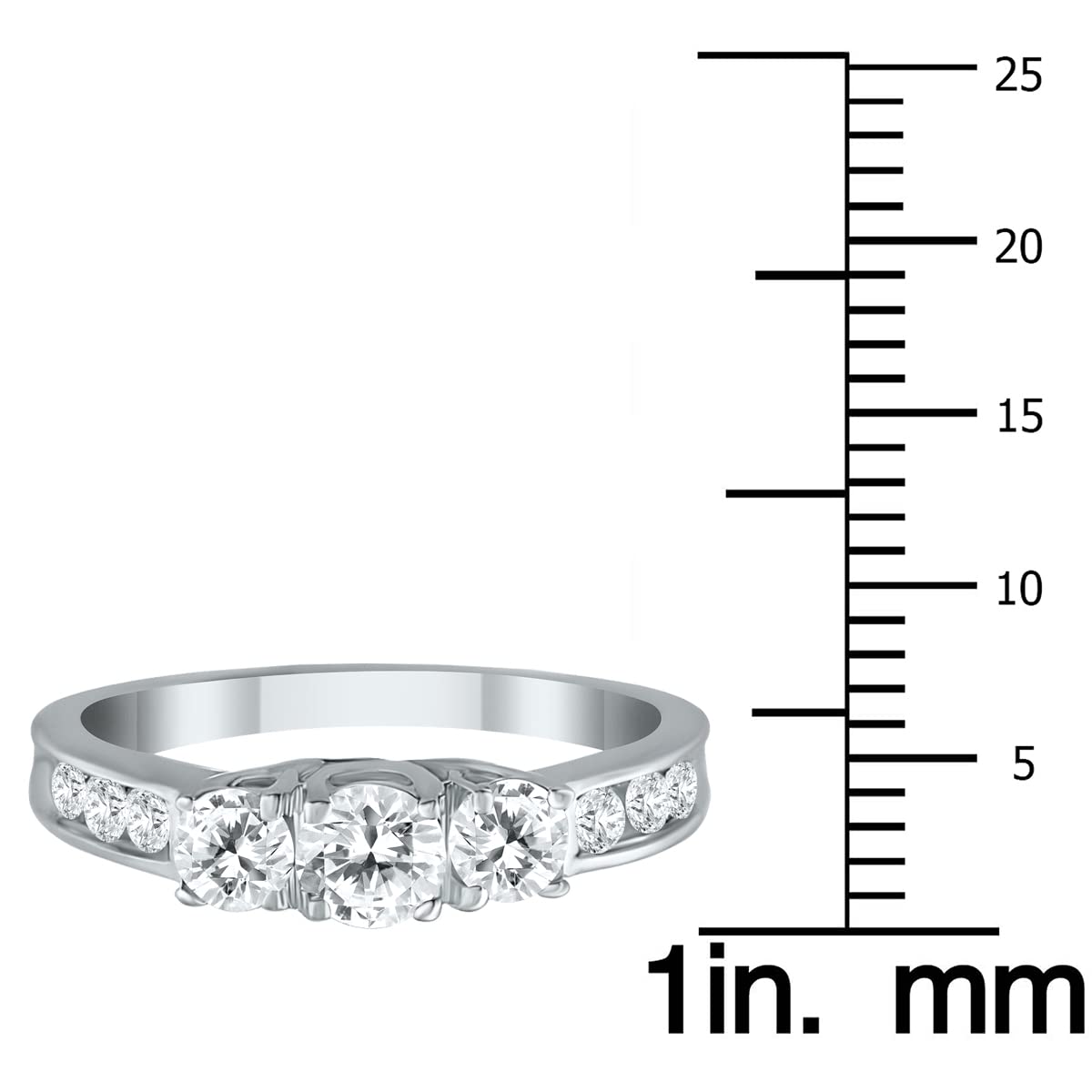 AGS Certified 1 Carat TW Diamond Three Stone Ring in 10K White Gold (K-L Color, I2-I3 Clarity)