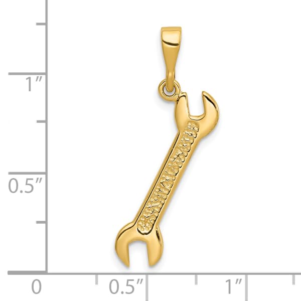 IceCarats 14K Yellow Gold Wrench Necklace Charm Pendant 30mm x 4mm Only