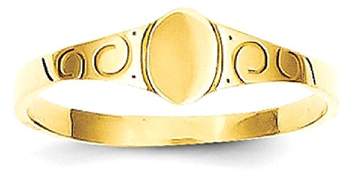 IceCarats 14K Yellow Gold Oval Custom Engraved Signet Ring Handmade Personalized Monogram Initial Letter Band Size 3