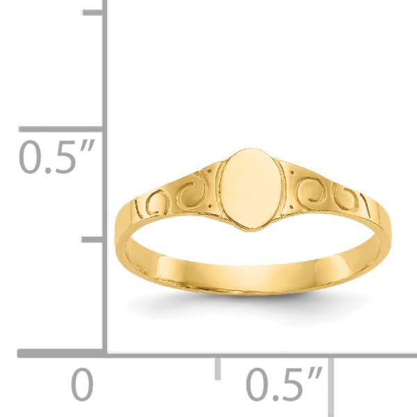 IceCarats 14K Yellow Gold Oval Custom Engraved Signet Ring Handmade Personalized Monogram Initial Letter Band Size 3