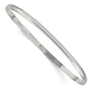 icecarats 925 sterling silver 3mm slip on bangle bracelet